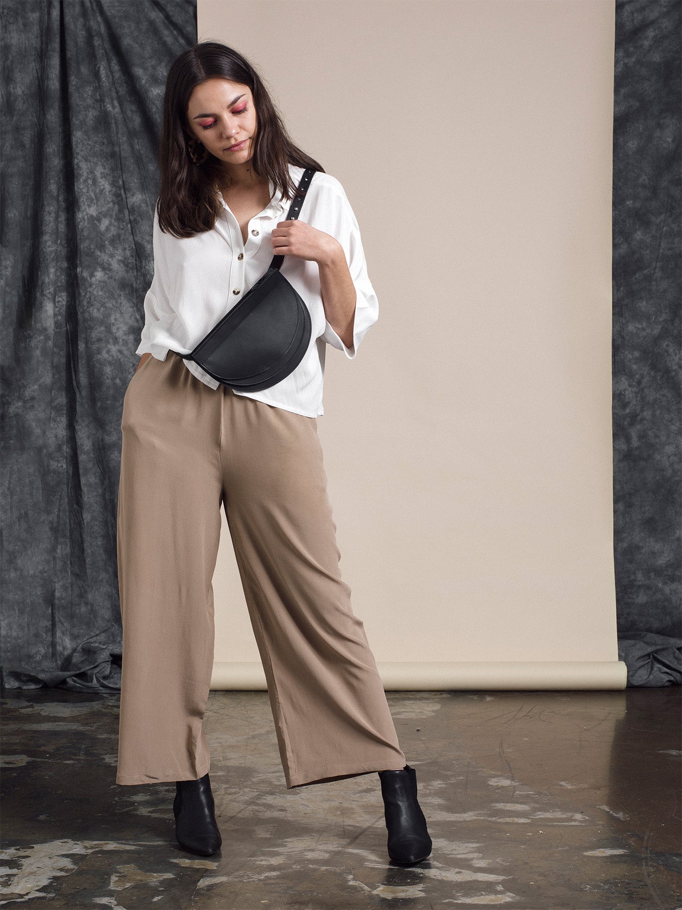 Eclipse Mini - Tan leather half moon belt bag - Project Dyad